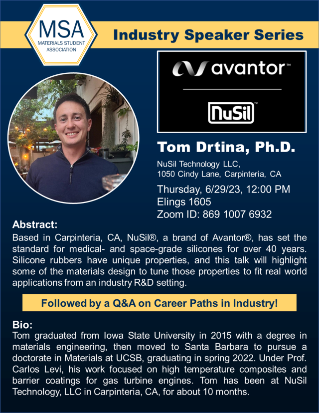 MSA Industry Speaker Series: NuSil Technology, LLC | UCSB Materials Student Association ...